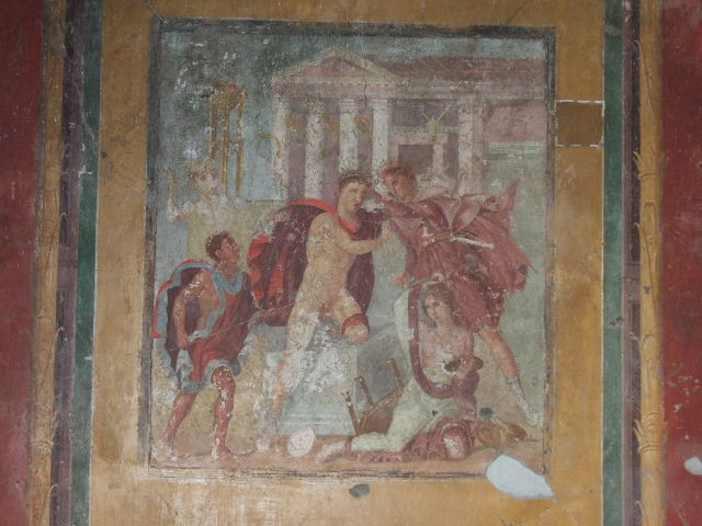 V.4.a Pompeii. December 2005. Winter triclinium, east wall. Wall ...