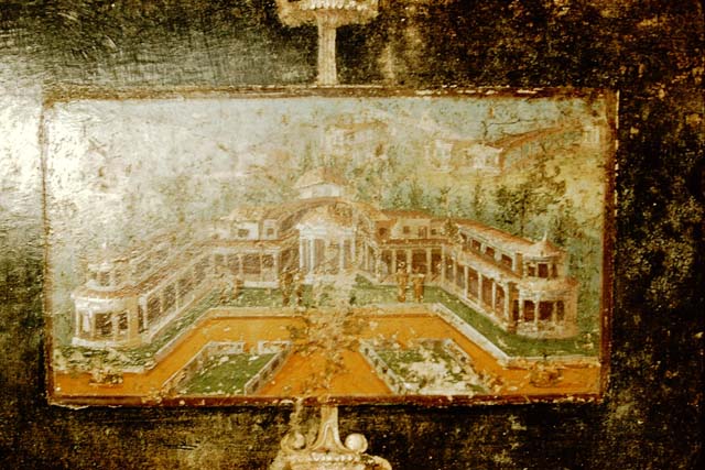 V.4.a Pompeii. 1957. West panel of north wall of tablinum with wall ...